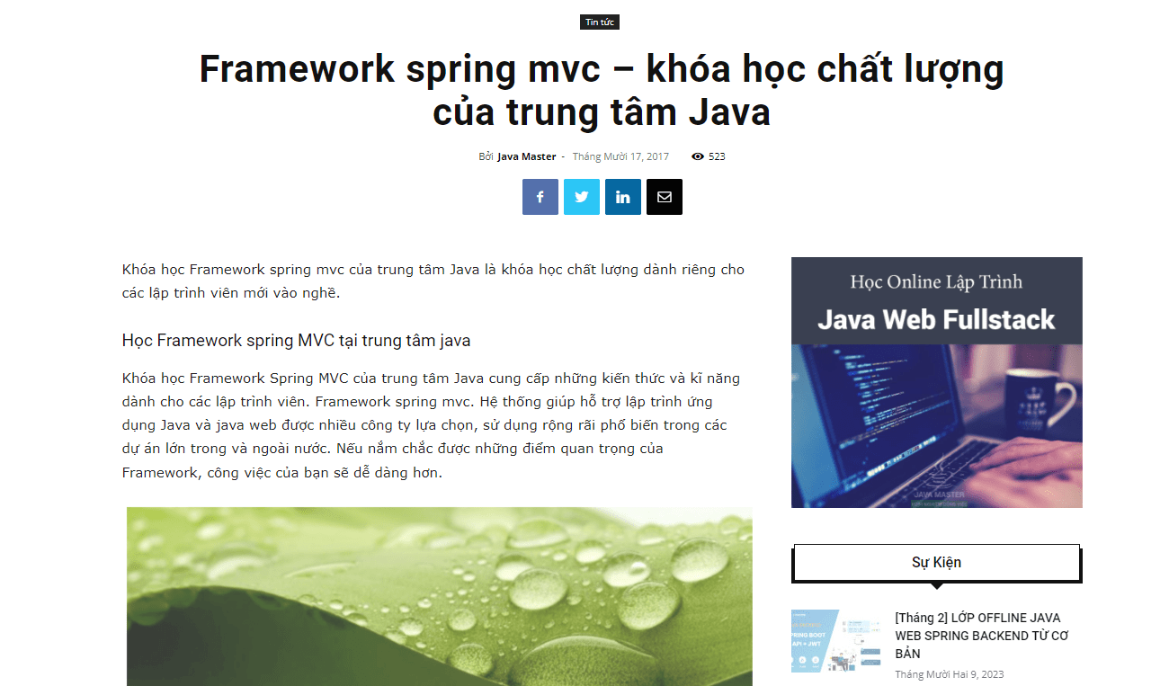 [SHARE] Khóa Học Lập Trình Java Spring MVC – Trung Tâm Java