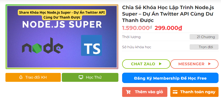Lập Trình Node.js Super – Dự Án Twitter API Dư Thanh Được