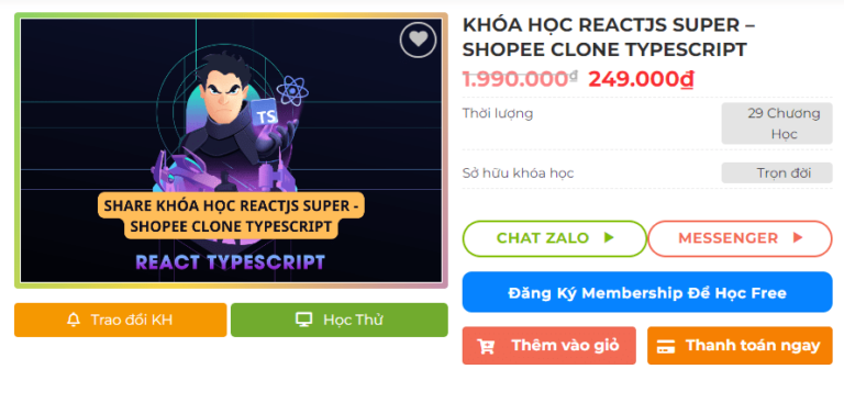 [Share] Super Reactjs Shopee Clone Typescript Du Thanh Được