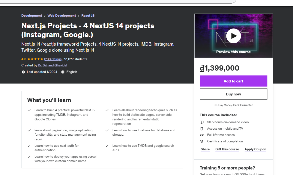 [SHARE] Nextjs Projects - 4 NextJS 14 Projects (Instagram, Google.)