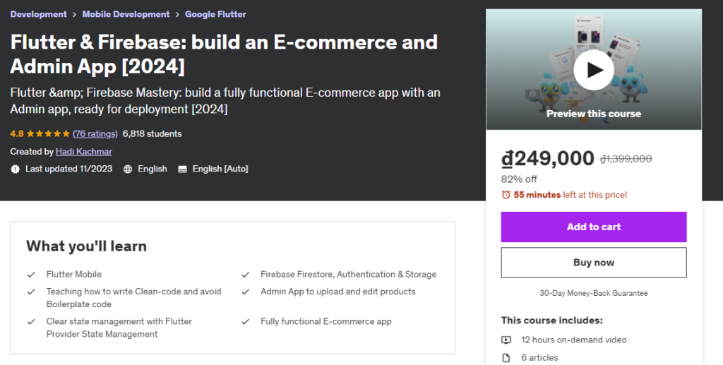 [SHARE] Flutter Firebase: Build An E-commerce And Admin App [2024]