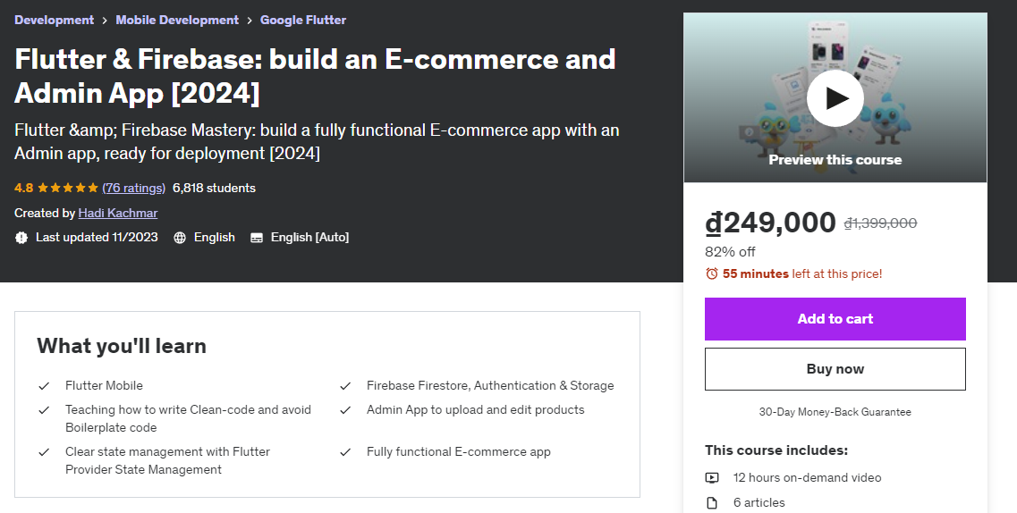 [SHARE] Flutter Firebase: Build An E-commerce And Admin App [2024]