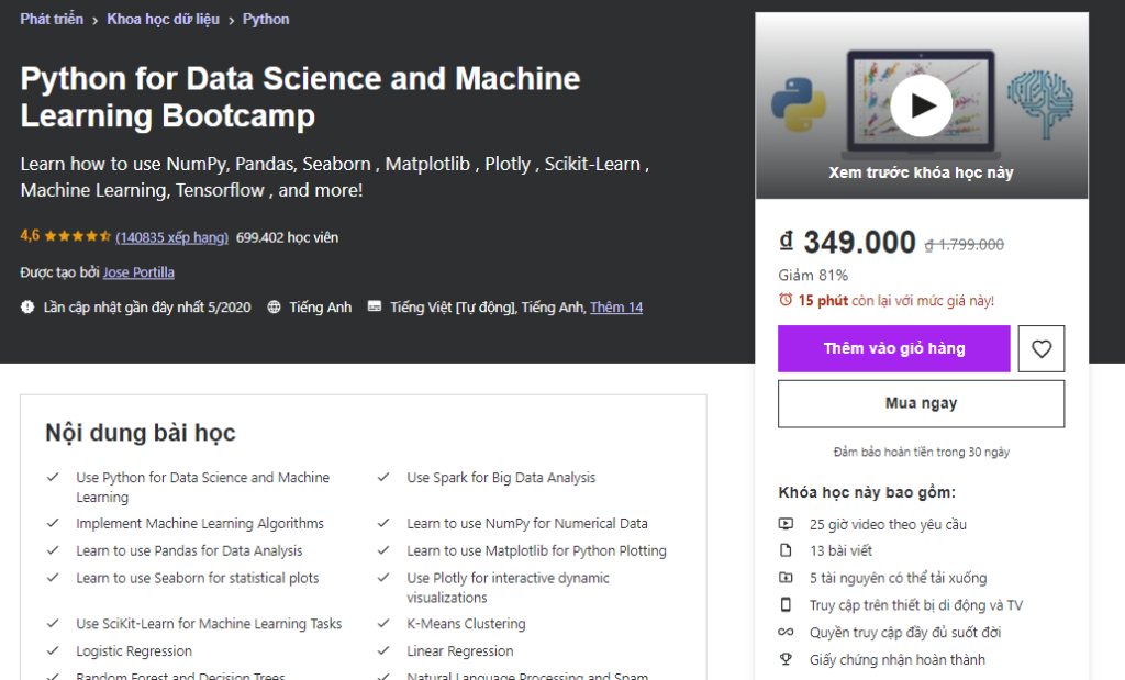 [SHARE] Python For Data Science And Machine Learning Bootcamp