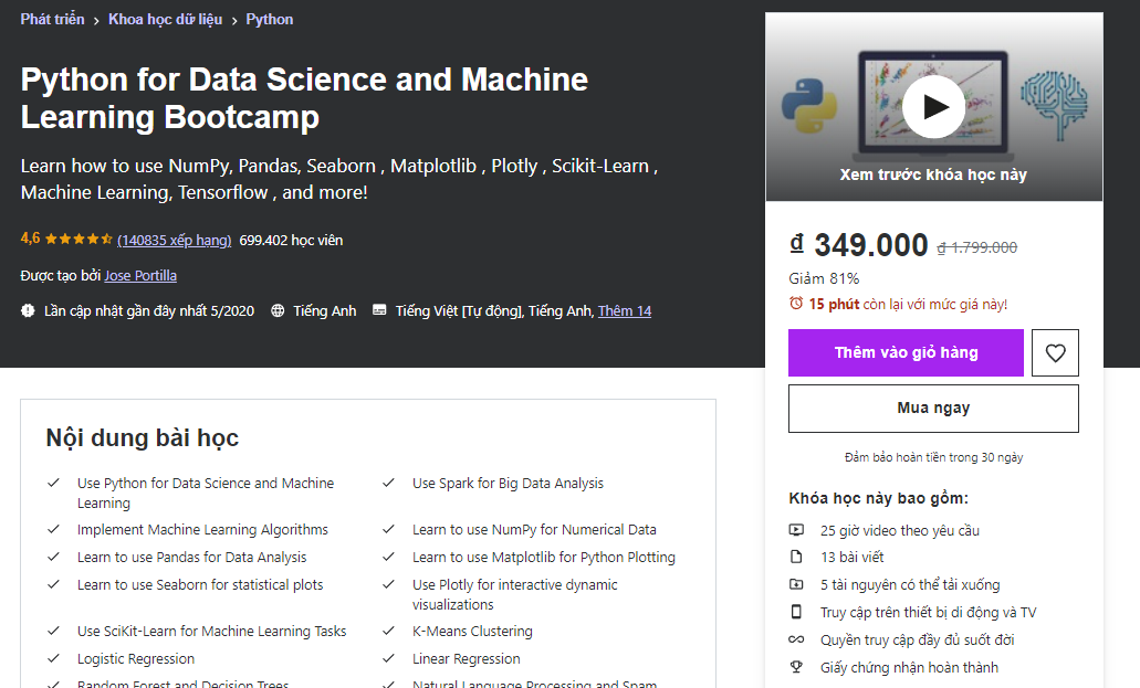 [SHARE] Python For Data Science And Machine Learning Bootcamp