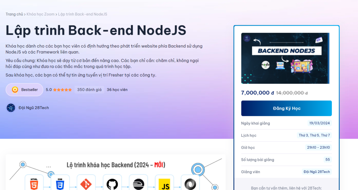 [SHARE] Khóa Học Lập Trình Backend NodeJS Của 28tech