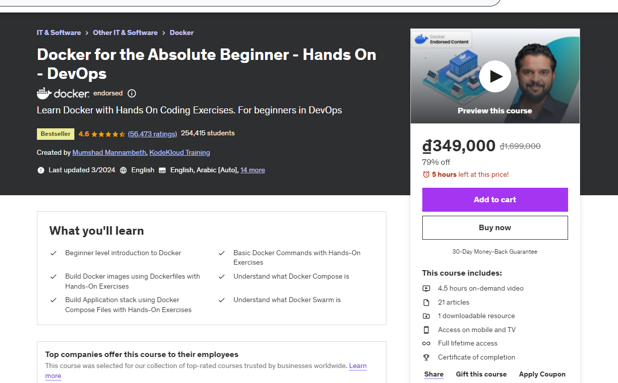 [SHARE] Docker For The Absolute Beginner - Hands On - DevOps