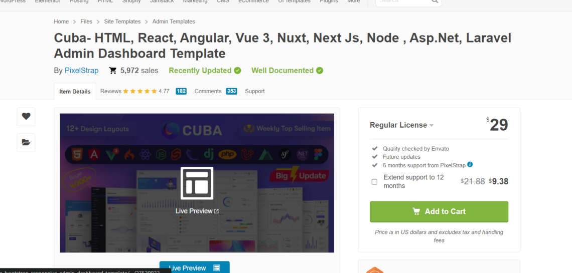 [SHARE] Cuba - Bootstrap 4 & 5 HTML, React, Angular 12, VueJS & Laravel Admin Dashboard Template