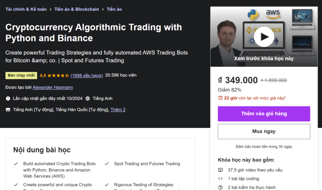 [SHARE] Cryptocurrency Algorithmic Trading With Python And Binance