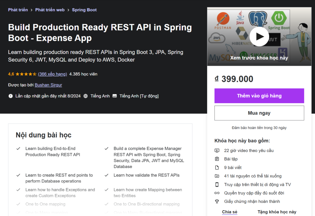 [SHARE] Build Production Ready REST API In Spring Boot - Expense App