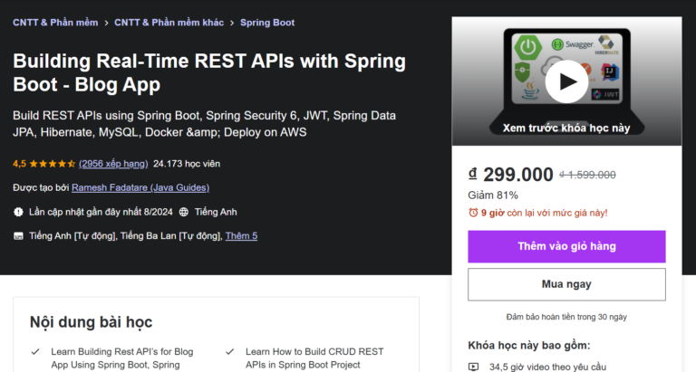 [SHARE] Building Real-Time REST APIs With Spring Boot - Blog App
